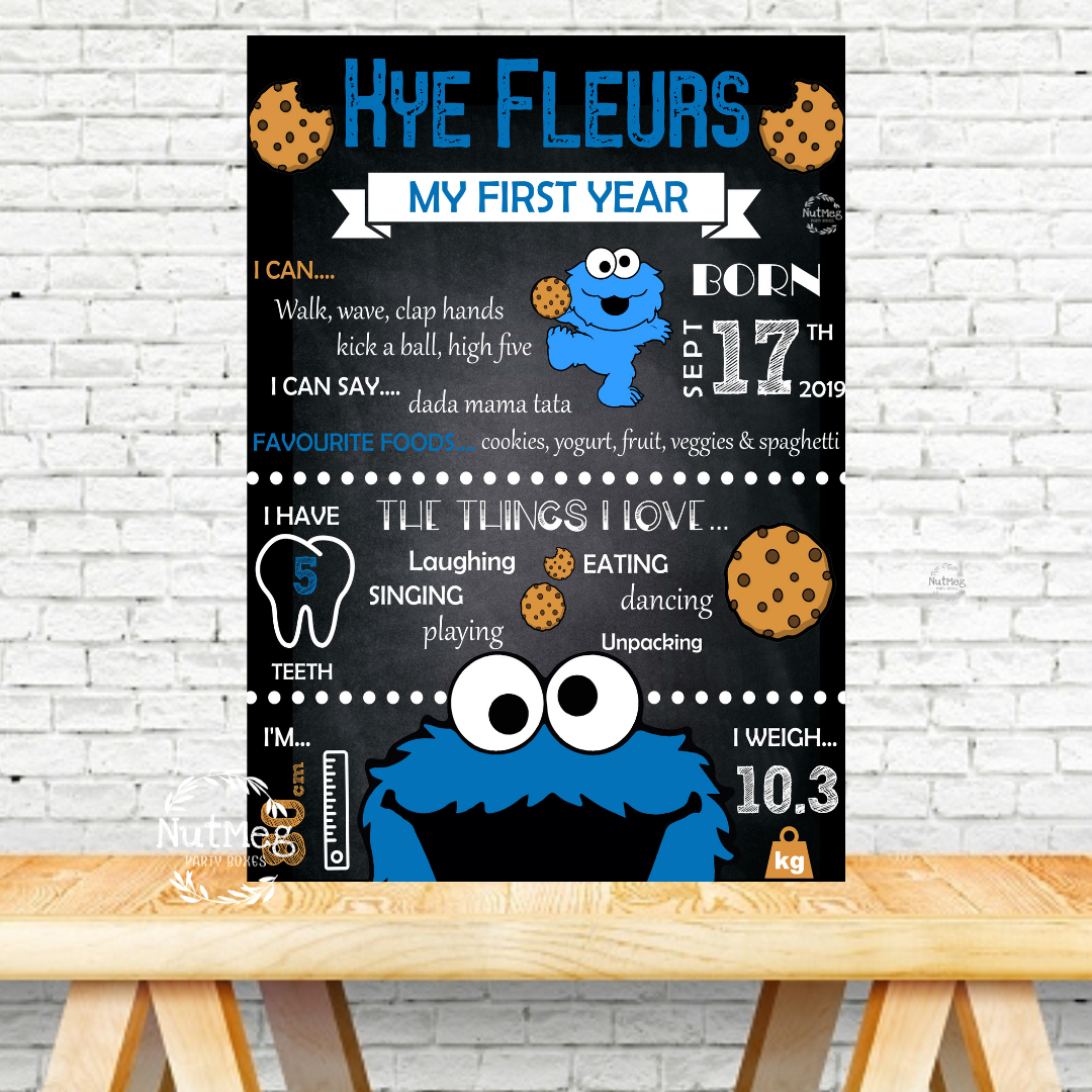 Milestone Board - Cookie Monster – NutMeg Party Boxes