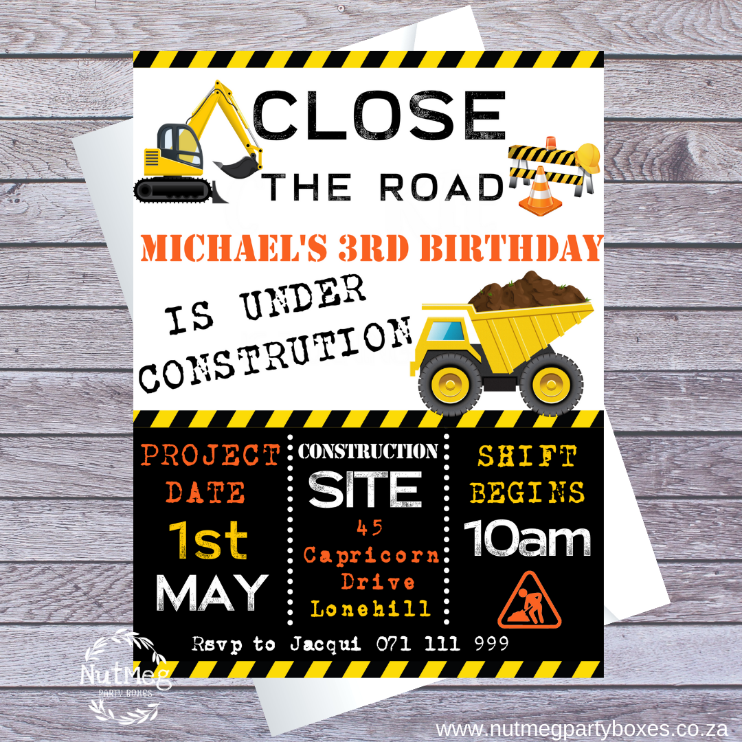 Digital Invitation - Under Construction – NutMeg Party Boxes